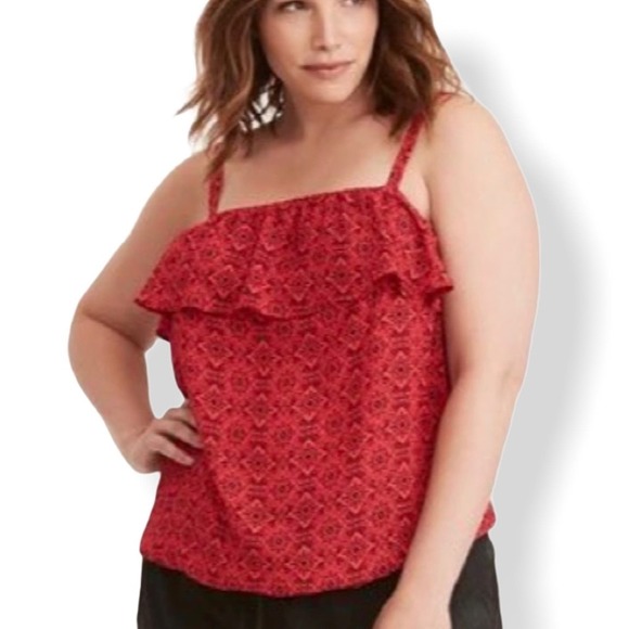 torrid | Tops | Torrid Red Tile Georgette Top Womens Plus 2x Red ...